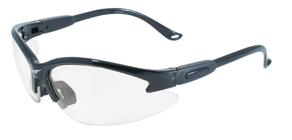 Global Vision Cougar Safety Glasses with Clear Lenses, Black Frames ...